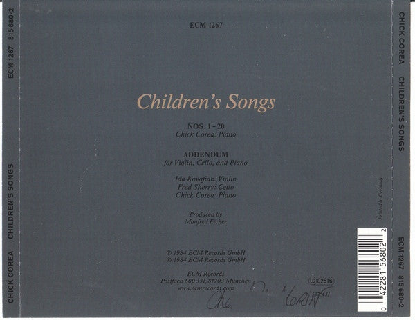 Buy Chick Corea : Children's Songs (CD, Album) Online for a great price – Disc Jockey Music
